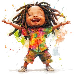 12 Dancing Reggae Man Clipart, Cartoon Music Character, Printable ...
