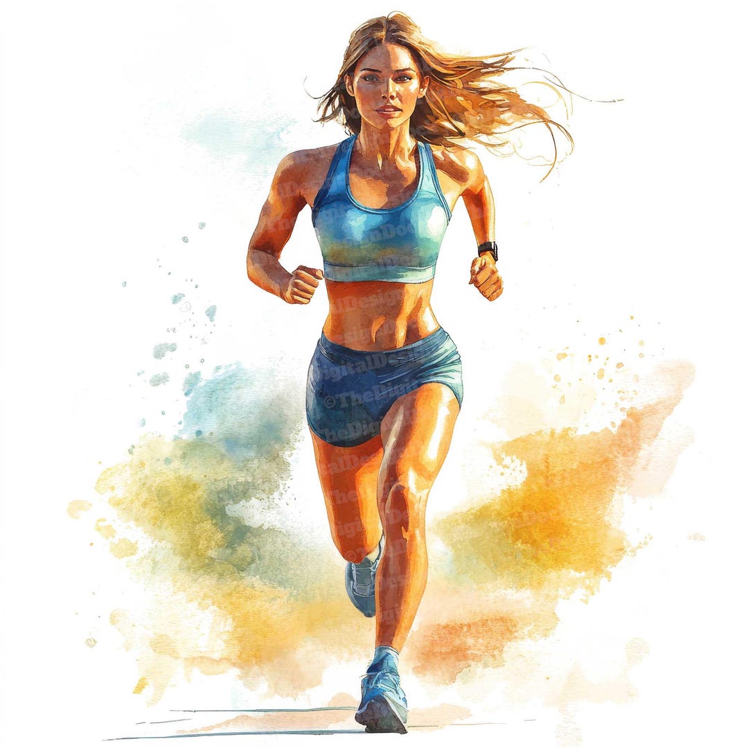 12x Running Woman Clipart, Fitness Girl, Jogging Lady Clipart ...