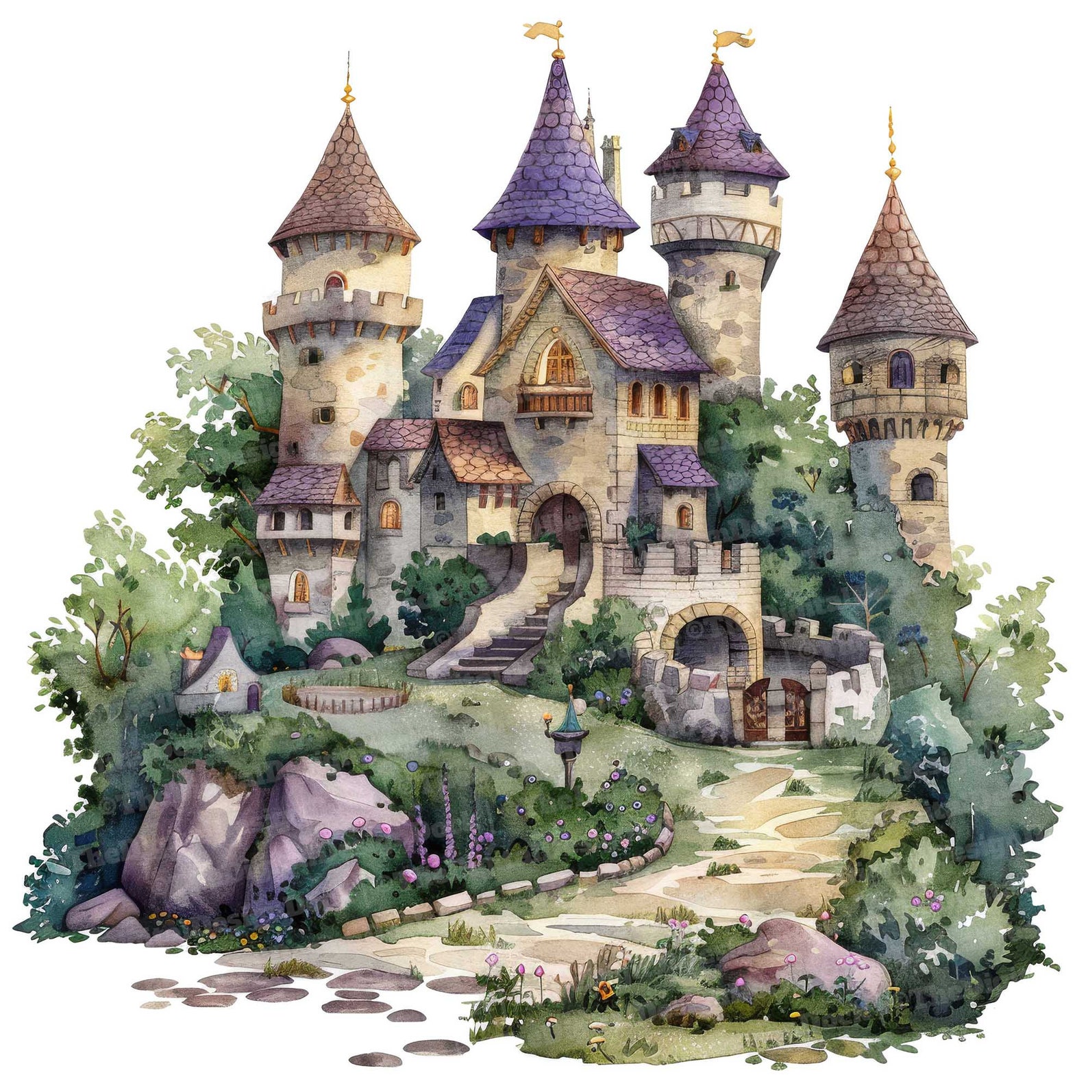 Fantasy Castle Clipart, 12 Jpgs, Fairy Tale Clipart, Printable ...