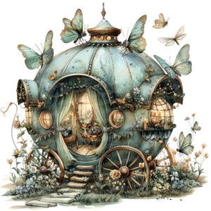 12x Fairy Carriage Clipart, Dragonfly Carriage Clipart, Printable ...