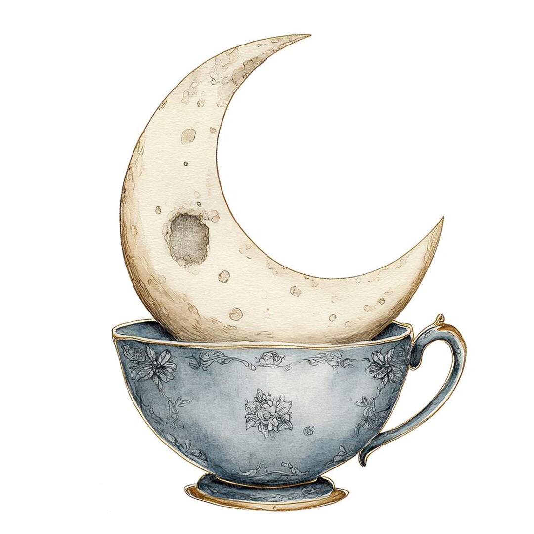 Moon in Teacup PNG Clip Art, 12x Celestial Cup Clipart PNG Set ...