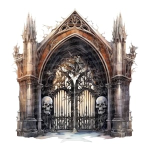 12x Gothic Crypt Entrance Clipart, Graveyard Clipart, Printable ...