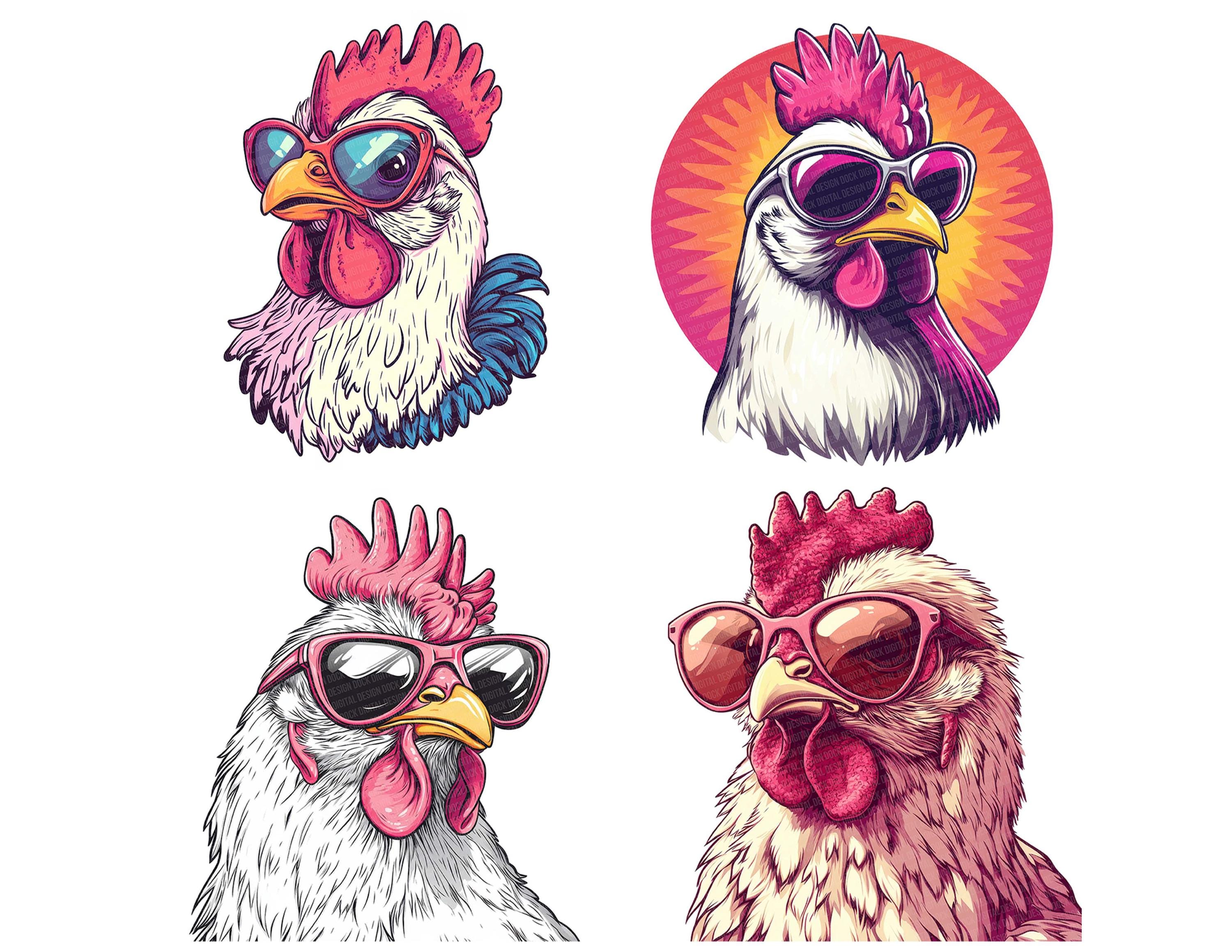 Cool Chicken PNG Clipart, 12x Funky Chicken Clip Art Set, Printable ...