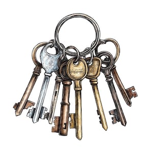 Antique Key PNG Clipart, 12x Vintage Keys Clip Art Set, Printable ...