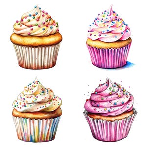 12x Cupcake Clip Art, Sprinkle Cupcake PNG Clipart, Watercolor Clip Art ...