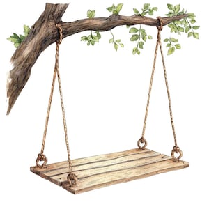 Tree Swing PNG Clipart, 12x Rustic Hanging Swings Clip Art Set ...