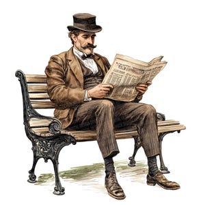 Victorian Man Reading Newspaper PNG Clipart, 12x Vintage Gentleman Clip ...