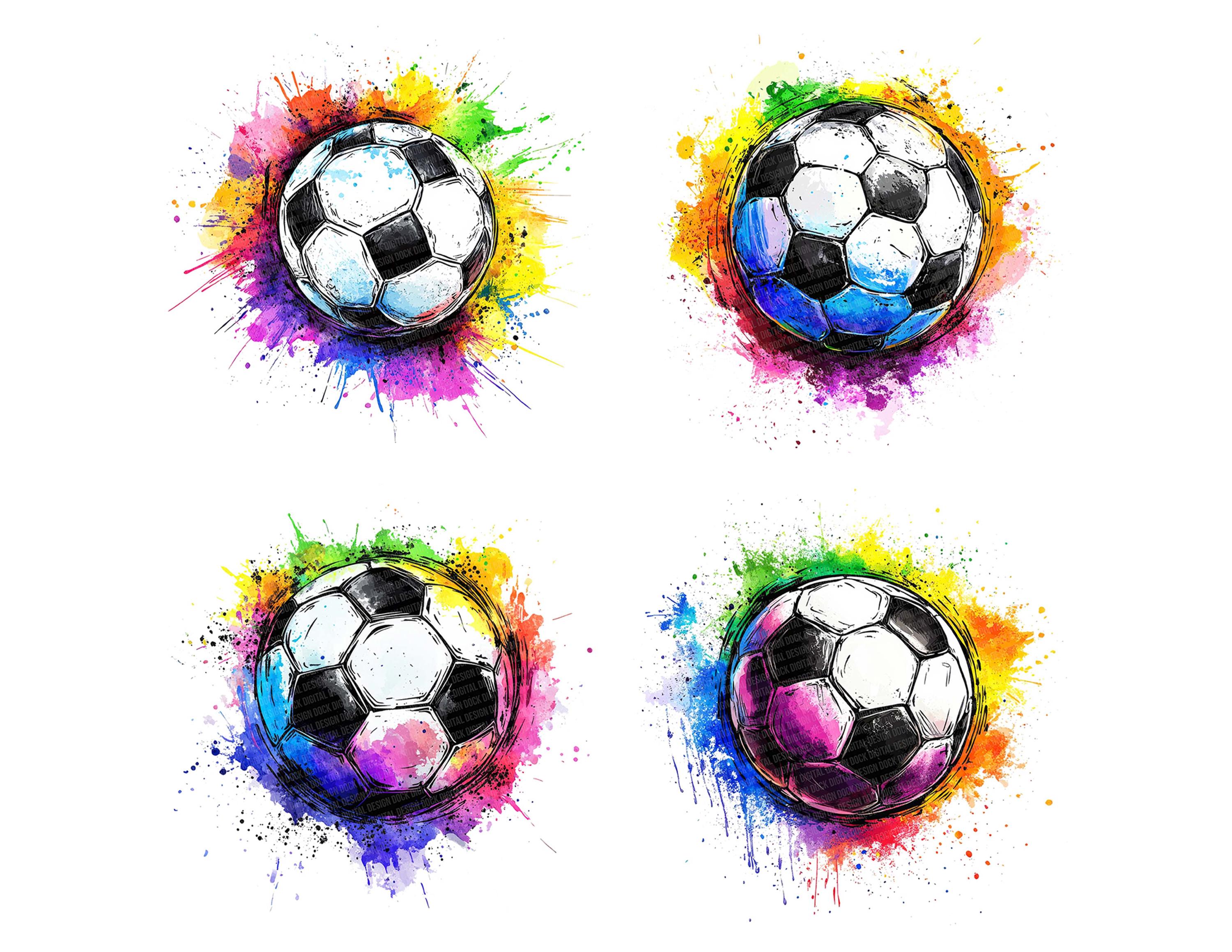 Soccer Ball PNG Clipart, 12x Watercolor Sports Clip Art Set, Printable ...
