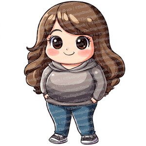 Chubby Chibi Girl Clip Art, 12x Cute Cartoon Character Clipart Set ...