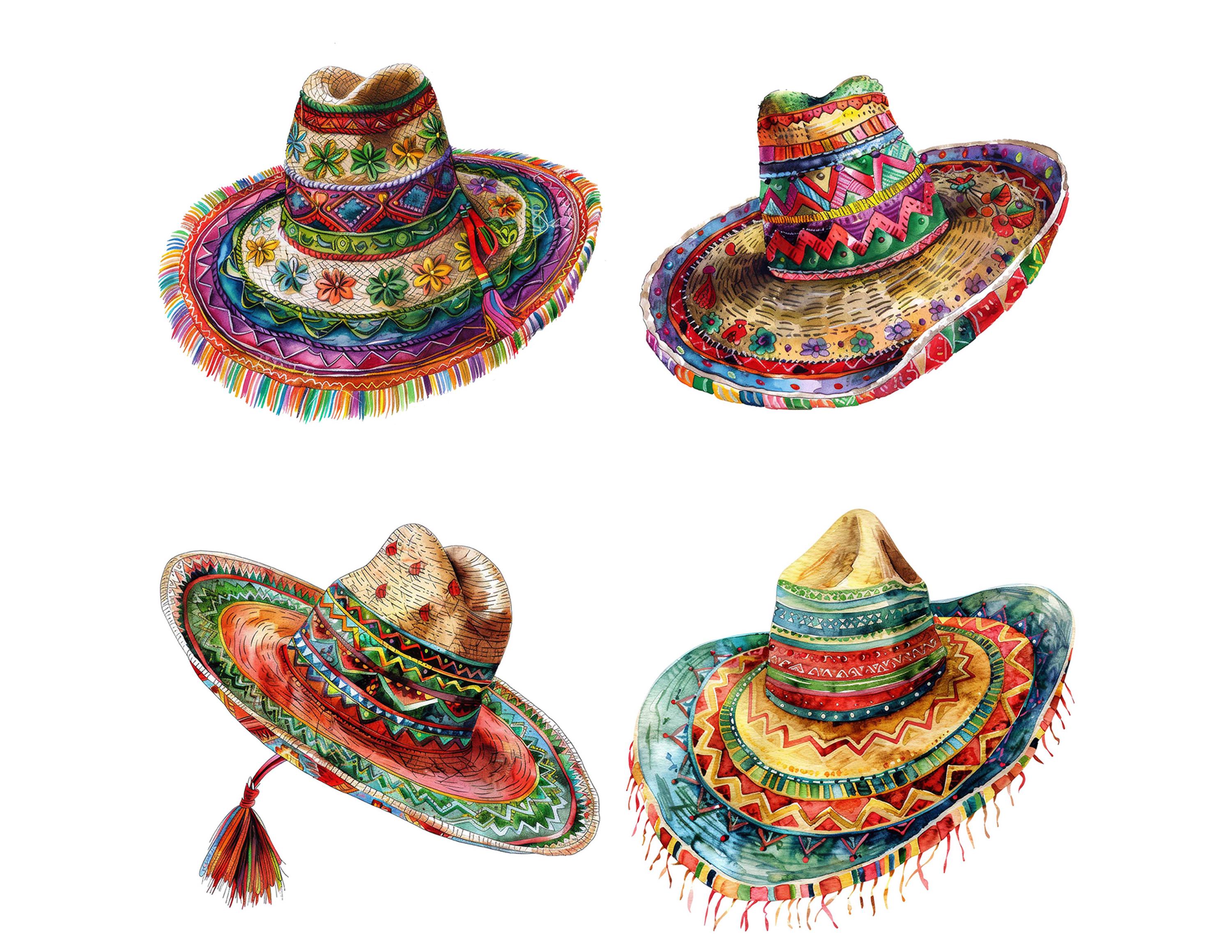 Mexican Sombrero PNG Clipart, 12x Fiesta Hat Clip Art Set, Printable ...