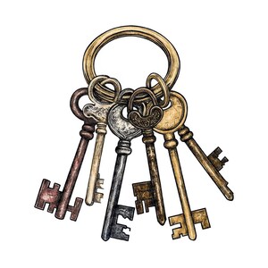 Antique Key PNG Clipart, 12x Vintage Keys Clip Art Set, Printable ...