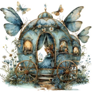 12x Fairy Carriage Clipart, Dragonfly Carriage Clipart, Printable ...