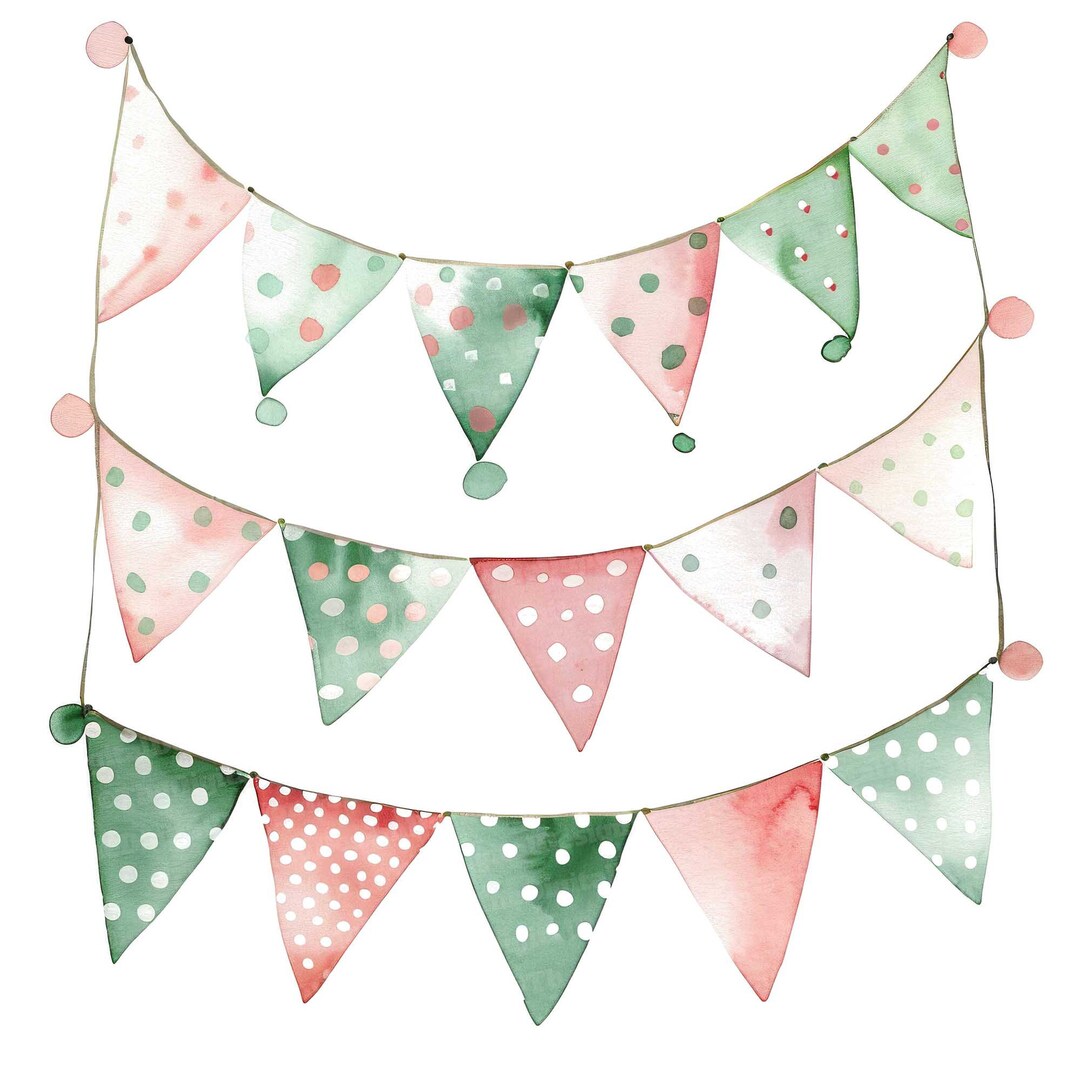 Pastel Bunting Clipart, 12 Jpgs, Party Bunting Clipart, Printable ...