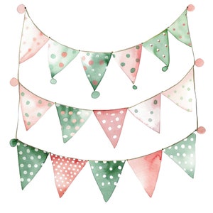 Pastel Bunting Clipart, 12 Jpgs, Party Bunting Clipart, Printable ...