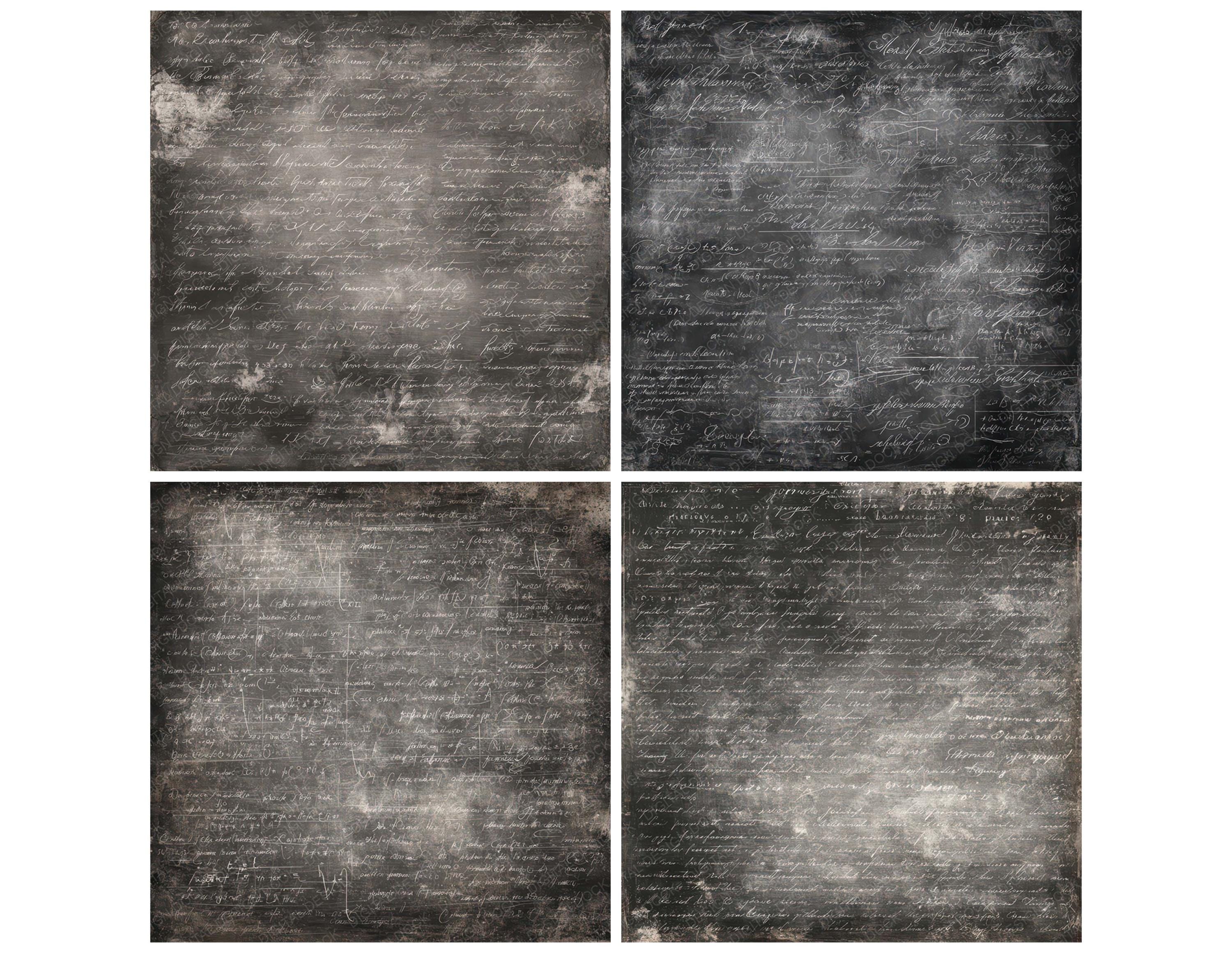 12x Vintage Blackboard Junk Journal Paper Dark Chalkboard Script ...