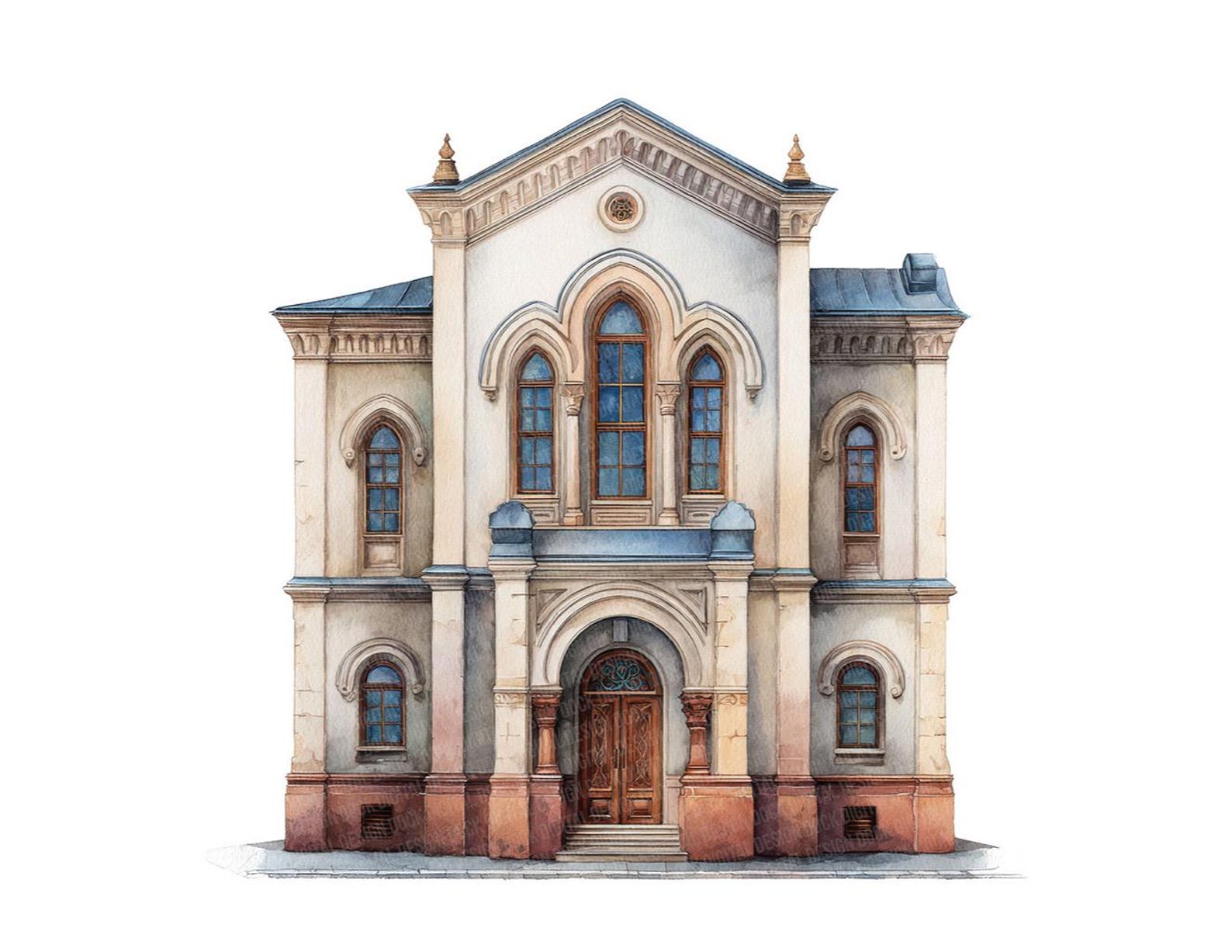 12x Watercolor Jewish Synagogue PNG Clipart, Synagogue Architecture Art ...