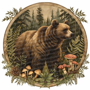 12x Vintage Bear Clipart, Woodland Bears Clipart, Printable Watercolor ...