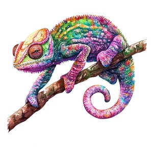 Neon Chameleon PNG Clipart, 12x Colorful Reptile Clip Art Set ...