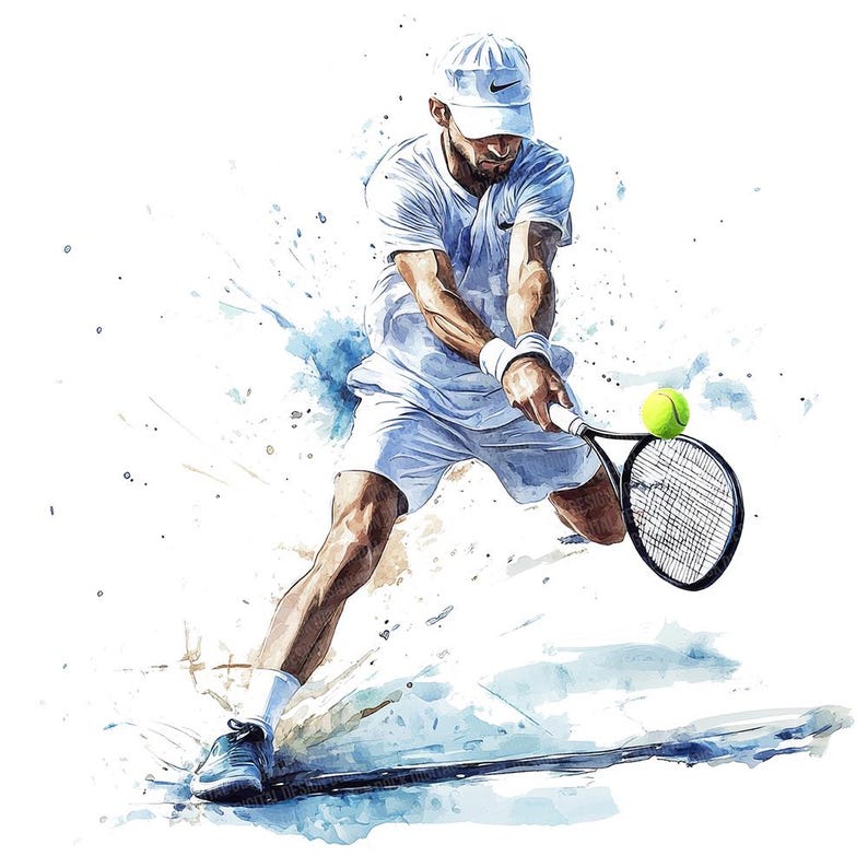 Tennis Player PNG Clipart, 12x Watercolor Tennis Clip Art Set, Sports ...
