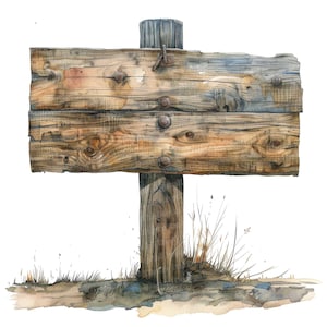 12 Rustic Beach Sign Clipart, Blank Wooden Sign Clipart, Printable ...