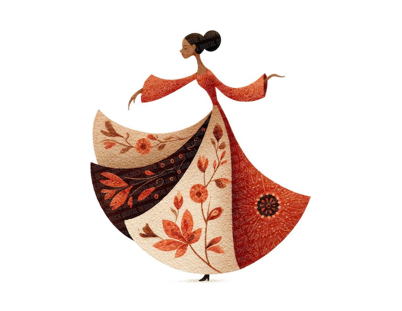 12x Spanish Folk Dancer Clipart, Traditional Flamenco Dress Clip Art ...