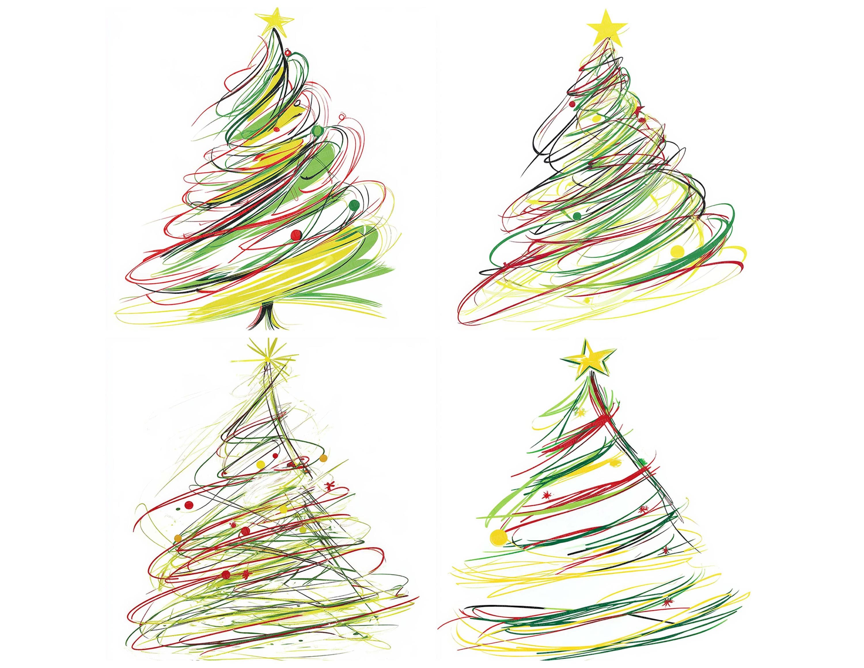 Holiday Tree PNG Clip Art, 12x Abstract Swirled Christmas Tree Clipart ...
