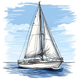 Sailboat PNG Clipart, 12x Nautical Ocean Clip Art Set, Printable ...