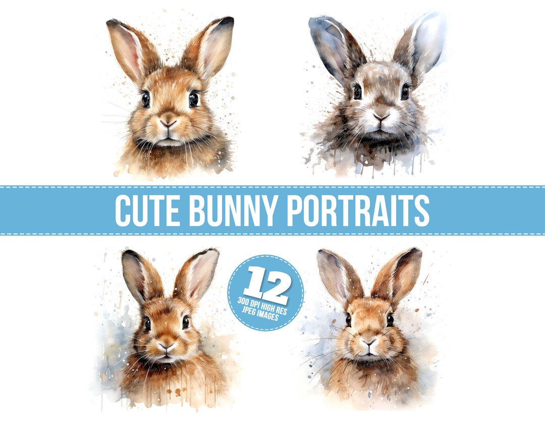 Cute Bunny Clipart, 12 Jpgs, Bunny Rabbits Clip Art, Printable Image ...