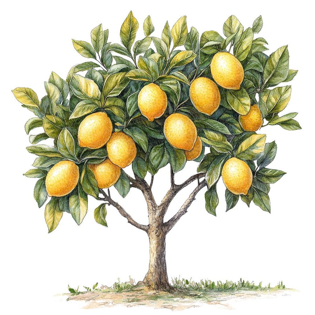 Lemon Tree PNG Clipart, 12x Watercolor Citrus Tree Clip Art Set ...