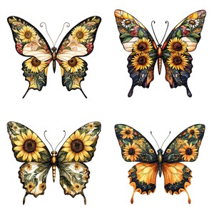 Sunflower Butterfly PNG Clip Art, 12x Floral Wing Clipart PNG Set ...