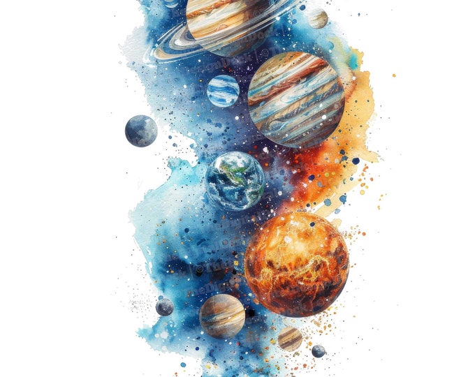 Galaxy PNG Clipart, 12x Watercolor Celestial Space Clip Art Set ...