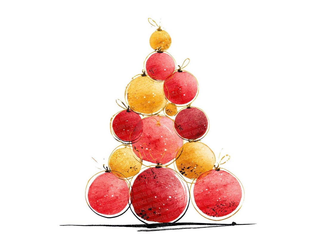 Bauble Tree PNG Clipart, 12x Christmas Ornament Clip Art, Printable ...