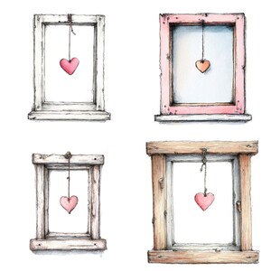 Window Heart PNG Clipart, 12x Hanging Heart Window Clip Art Set ...