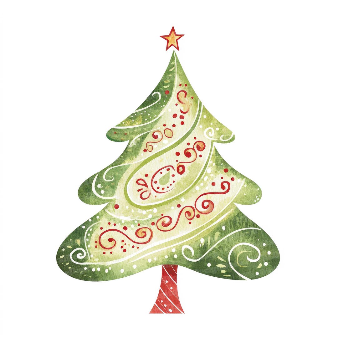 Christmas Tree Clip Art, 12x Festive Holiday Tree Clipart Set ...