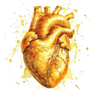 12x Gold Human Heart Clipart, Golden Hearts Clipart, Printable ...