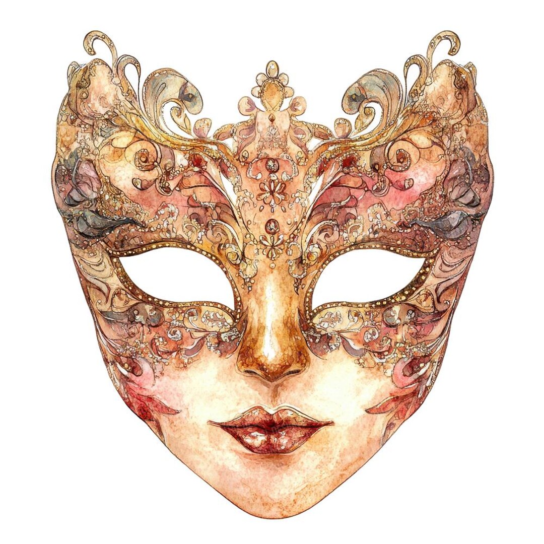Masquerade Mask PNG Clipart, 12x Venetian Mask Clip Art Set, Printable ...