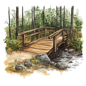 12x Forest Bridge Clip Art, Wooden Bridge Clip Art Set, Printable ...