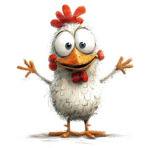 Chicken Cartoon Clipart, Funny Farm Animal Clipart, Printable ...