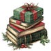 Christmas Book Clip Art, 12x Holiday Books Pile Clipart Set, Vintage ...