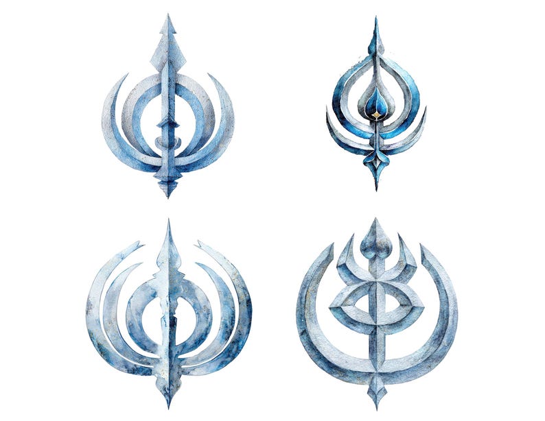 Sikh Khanda PNG Clipart, 12x Watercolor Khanda Symbol Clip Art Set ...