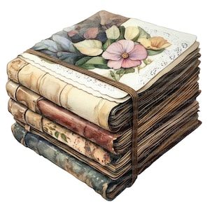 Vintage Junk Journal Clipart, 12 Watercolor Junk Journal Collection ...