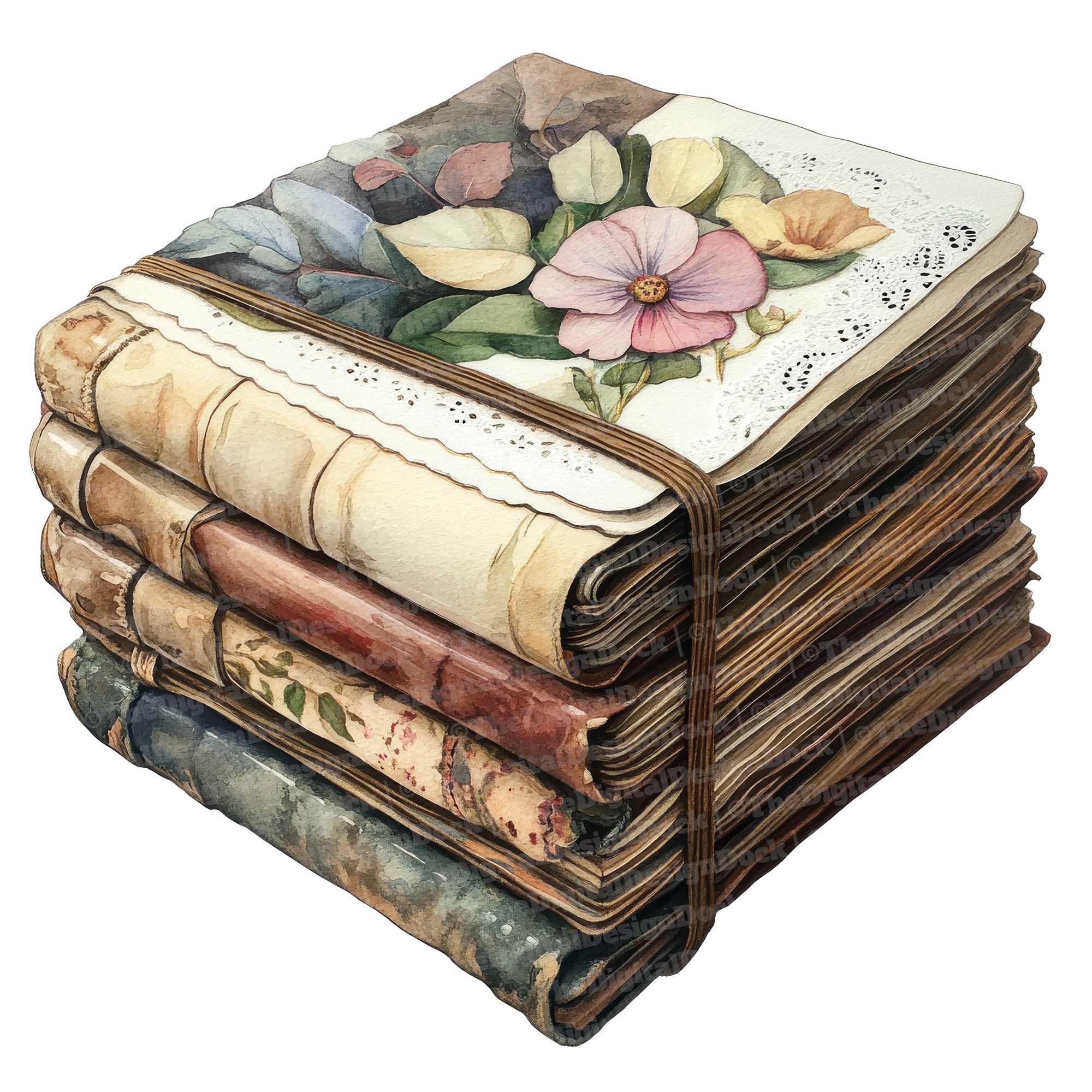 Vintage Junk Journal Clipart, 12 Watercolor Junk Journal Collection ...