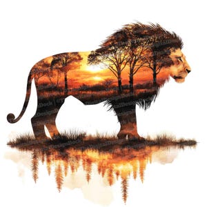 Lion Safari Clipart, 12 High Quality, Watercolor African Scene, Digital ...