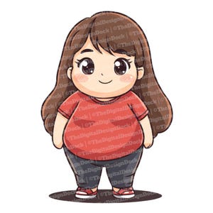 Chubby Chibi Girl Clip Art, 12x Cute Cartoon Character Clipart Set ...