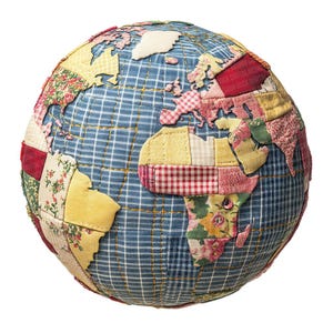 Fabric Earth PNG Clipart, 12x Patchwork Globe Clip Art Set, Printable ...