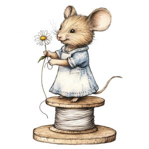 Mouse Clipart, 12x Thread Spool Mice Clip Art Set, Printable Watercolor ...