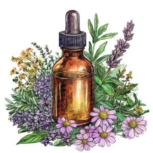 12x Essential Oil Clip Art, Herb Oil Bottle PNG Set, Printable ...