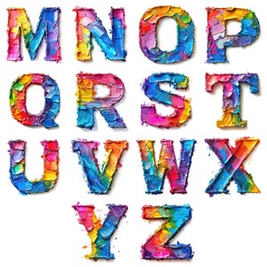 26x Oil Paint Alphabet Shapes Letters Shaped ABC Clipart JPG Digital ...