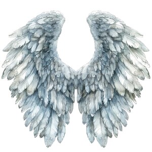 12x Angel Wings Clipart, Silver Angels Wings Clipart, Printable ...
