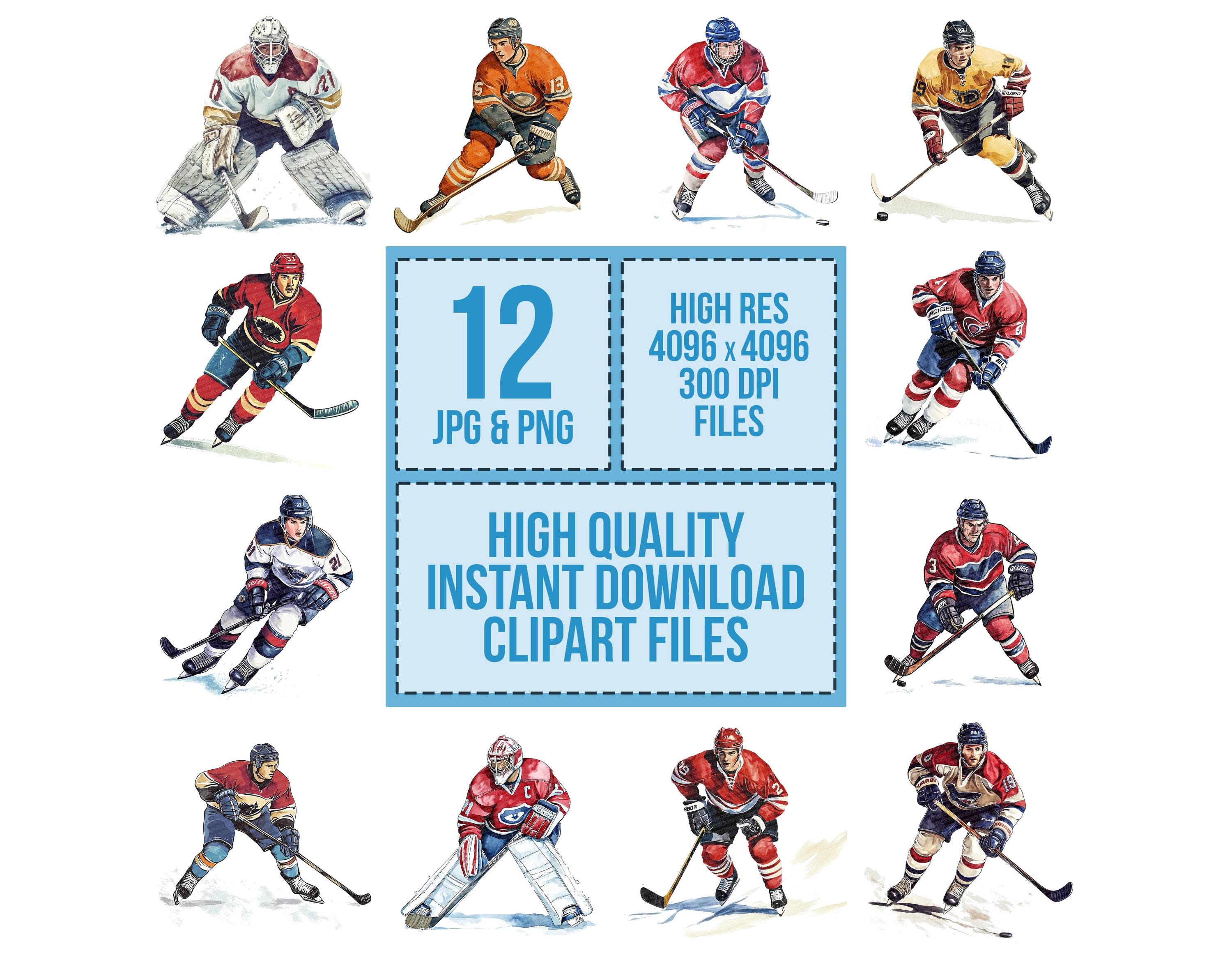 Hockey Player PNG Clipart, 12x Watercolor Sports Clip Art Set ...